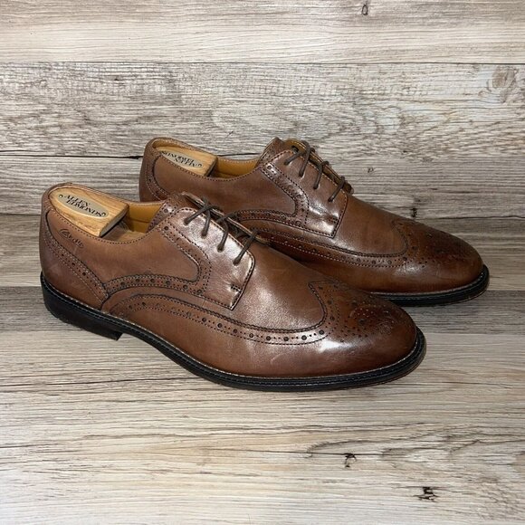 Clarks | Shoes | Clarks Brown Leather Wingtip Derby Oxfords Mens Size 5 ...